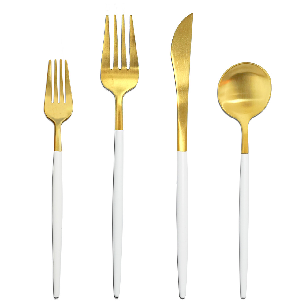 Hampton White & Gold Flatware | All Out Event Rental