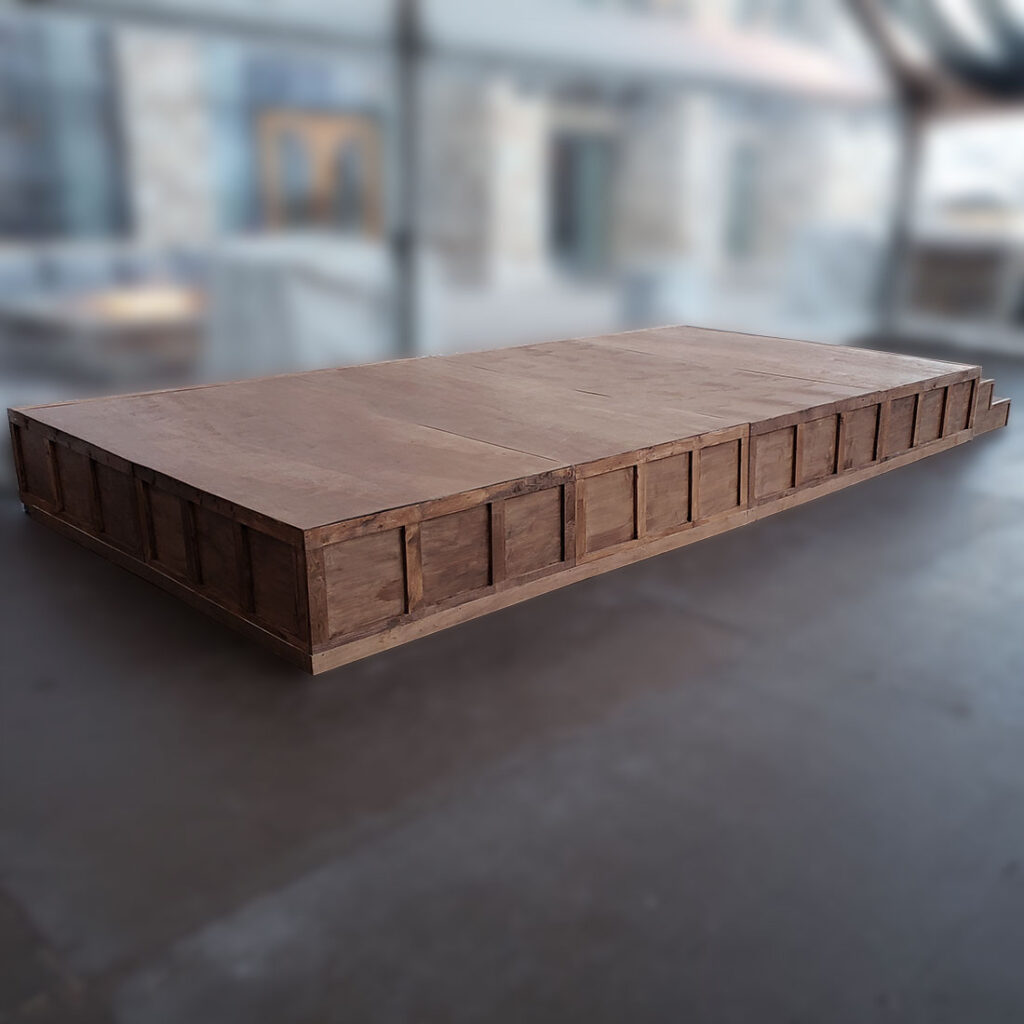 Chocolate Wood Stage Veneer | All Out Event Rental