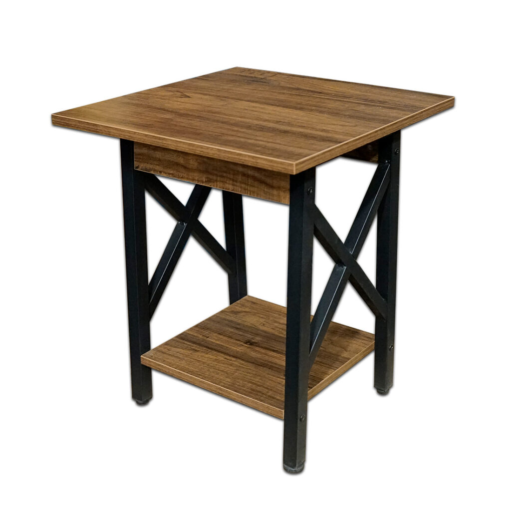 Rustic Walnut End Table - All Out Event Rental