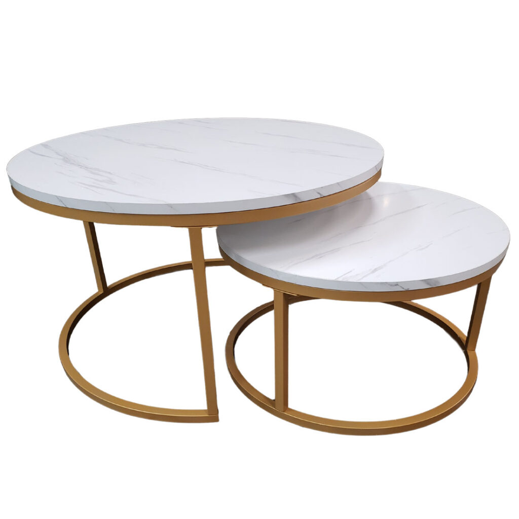 Marble & Gold Round Nesting Coffee Table | All Out Event Rental