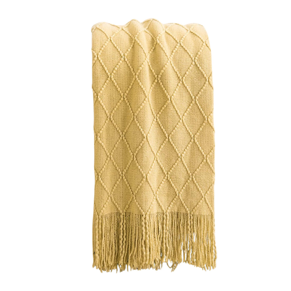 Mustard Knitted Throw Blanket - All Out Event Rental